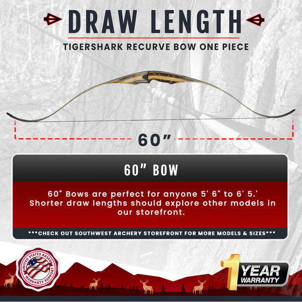 60" TigerShark One Piece Recurve Bow | All Bows | Southwest Archery