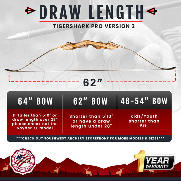 62" Tigershark PRO Takedown Recurve Bow | Southwest Archery